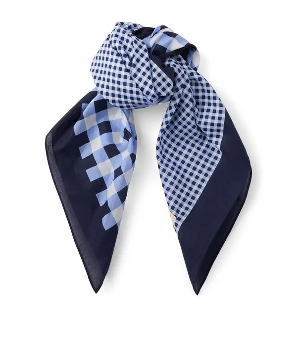 JIMMY CHOO Cotton Gingham Sula Bandana - Blue