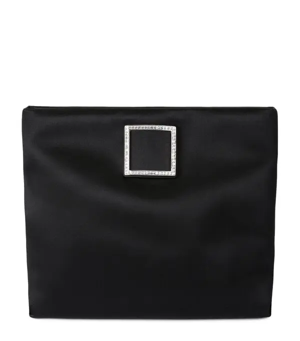 ROGER VIVIER Satin Trompette Pouch - Black