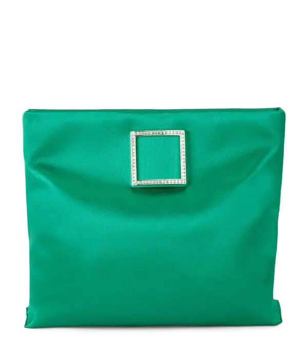 ROGER VIVIER Satin Trompette Pouch - Green