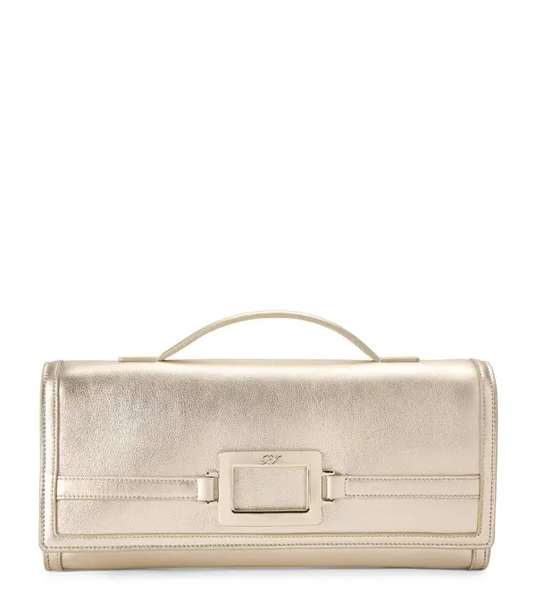 ROGER VIVIER Leather Belle Vivier Clutch Bag - White