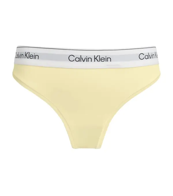 Calvin Klein Cotton-blend Icon Thong - Yellow