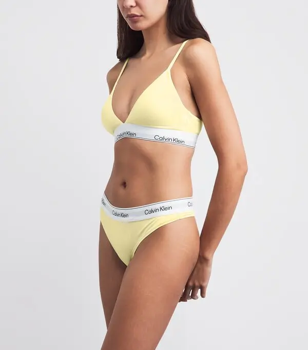 Calvin Klein Cotton-blend Icon Thong - Yellow