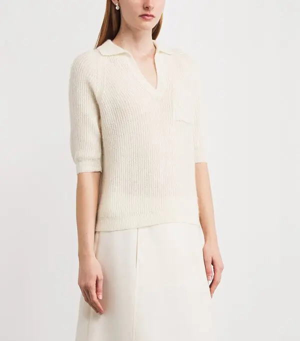 Fabiana Filippi Knitted Sequin Polo Sweater - Ivory