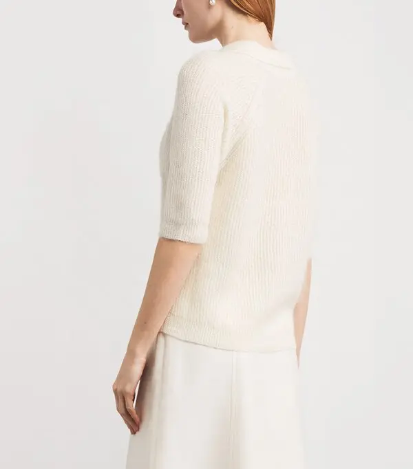 Fabiana Filippi Knitted Sequin Polo Sweater - Ivory