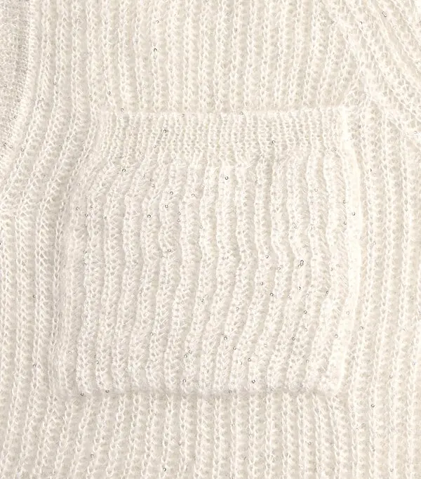 Fabiana Filippi Knitted Sequin Polo Sweater - Ivory