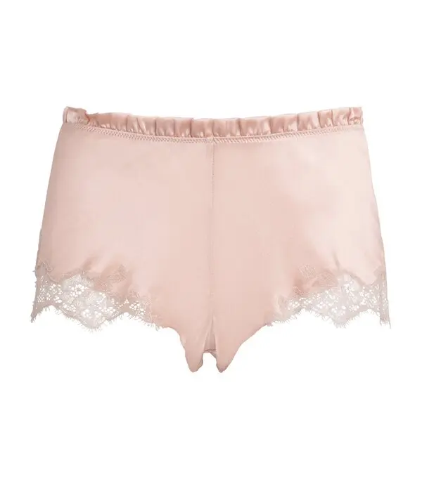 Carine Gilson Silk Lace-trim Louise Shorts - Pink