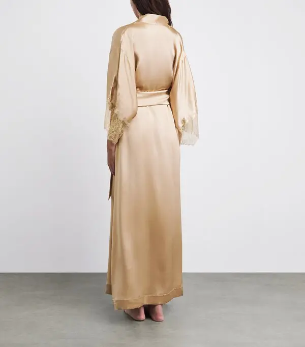 Carine Gilson Silk Lace-trim Louise Kimono - Brown