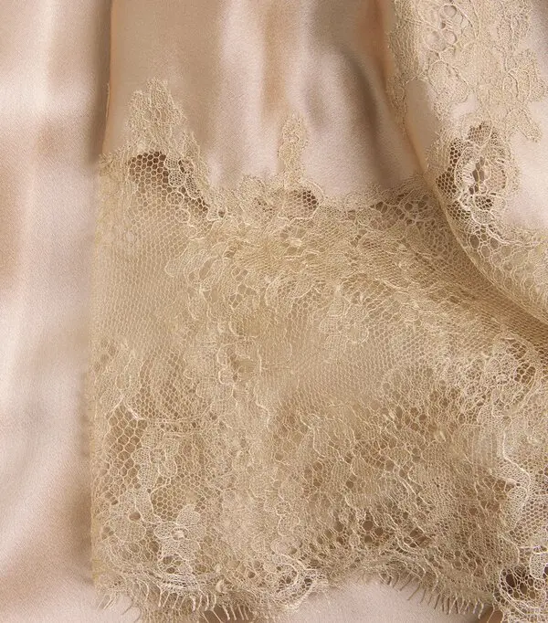 Carine Gilson Silk Lace-trim Louise Kimono - Brown