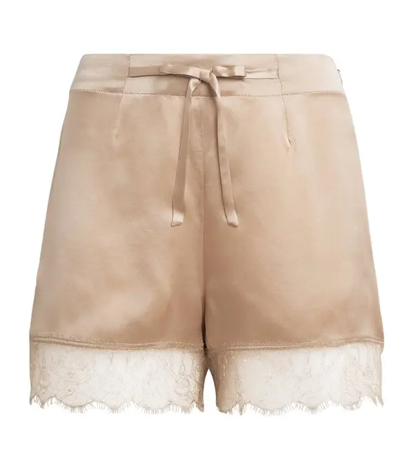 Carine Gilson Louise Silk Satin Shorts - Brown