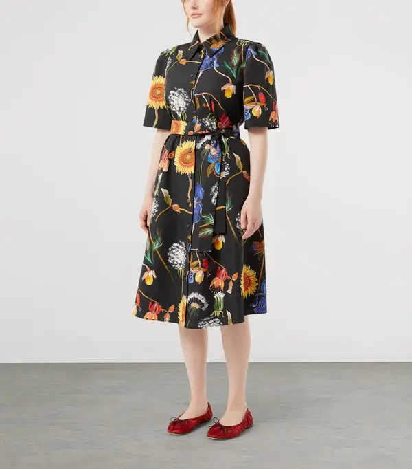 Marina Rinaldi Cotton Printed Midi Shirt Dress