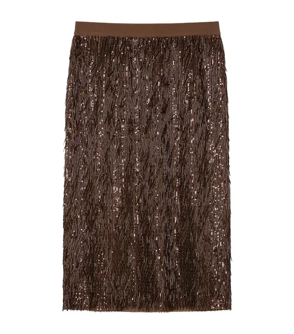 Marina Rinaldi Embellished Midi Skirt - Brown