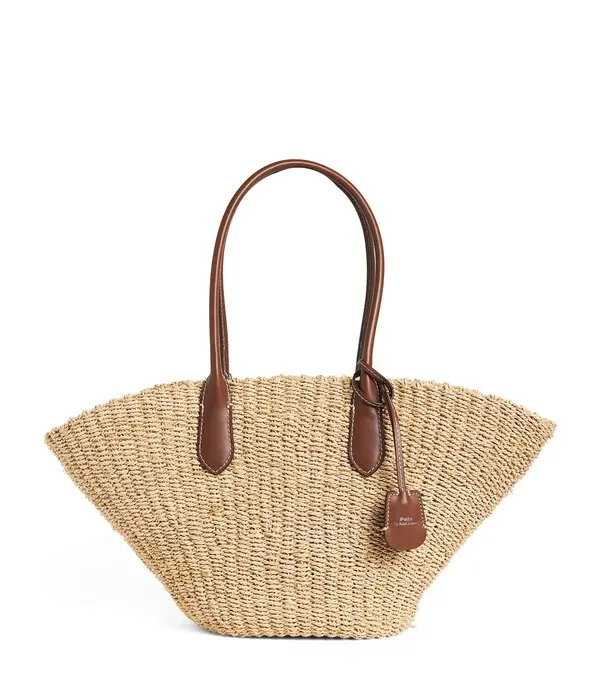 Polo Ralph Lauren Medium Raffia Tote Bag - Beige