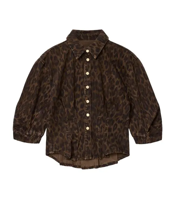 ALLSAINTS Denim Leopard Nancy Shirt - Brown
