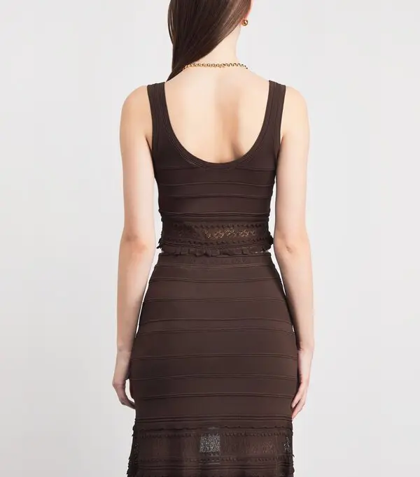 Sandro Pointelle Knit Crop Top - Brown