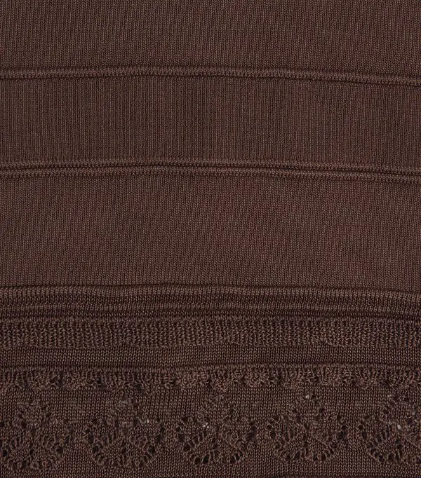 Sandro Pointelle Knit Crop Top - Brown