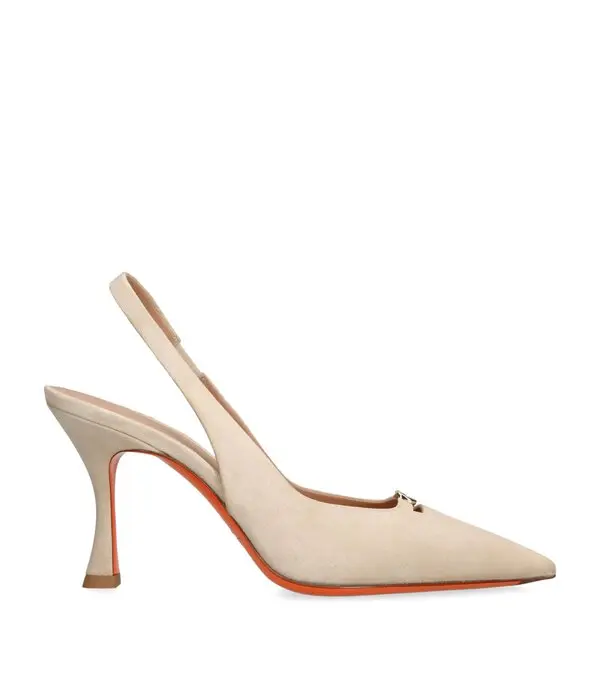 Santoni Sabine 85 Suede Slingback Pumps