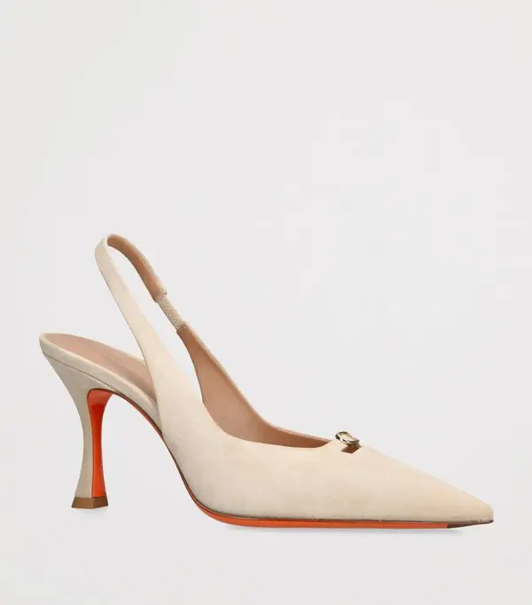 Santoni Sabine 85 Suede Slingback Pumps