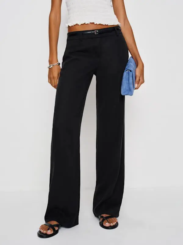REFORMATION Gisele Low Rise Long Pant - Black