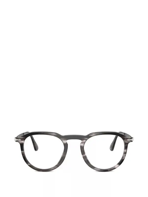 Persol Pier Striped Round Frame Glasses - Grey