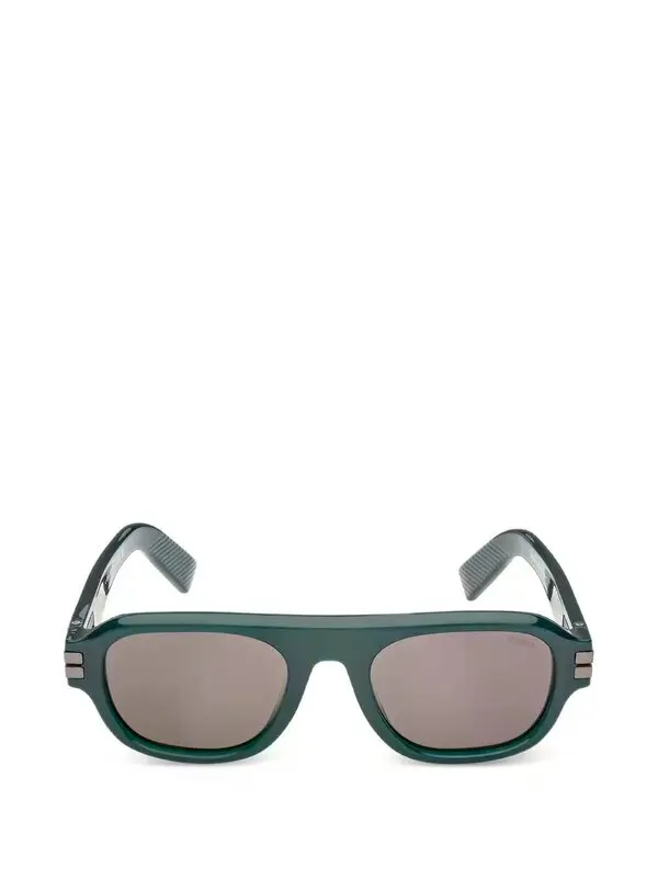 Zegna Geometric-frame Sunglasses - Green