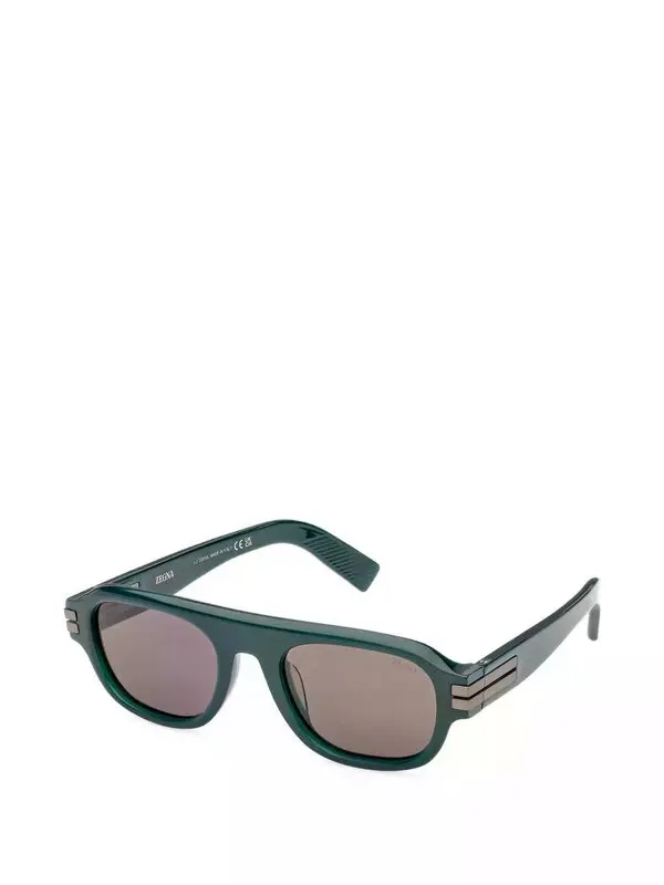 Zegna Geometric-frame Sunglasses - Green