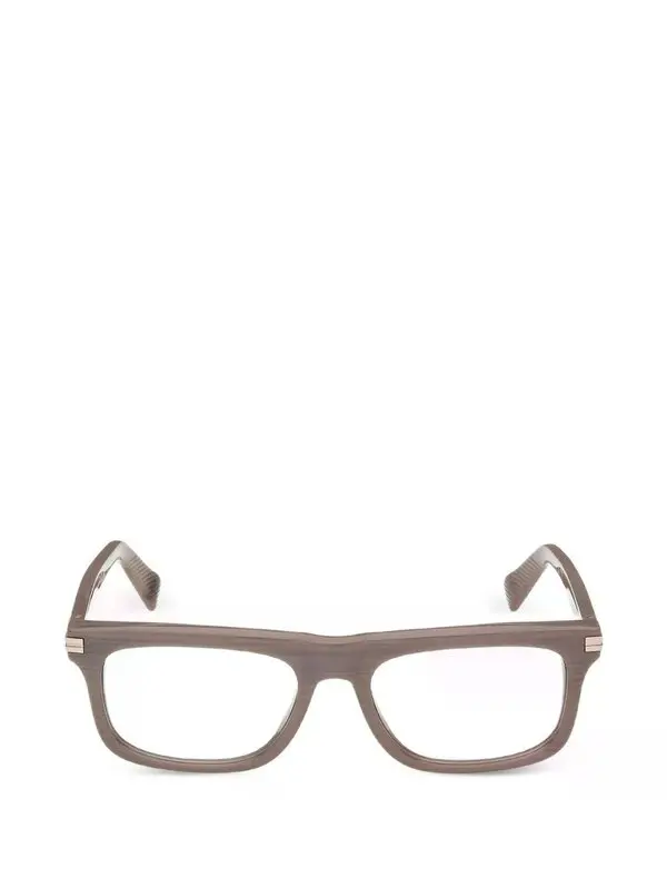 Zegna Striped Rectangle-frame Glasses
