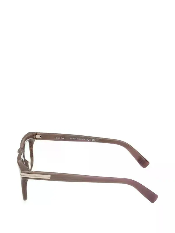 Zegna Striped Rectangle-frame Glasses