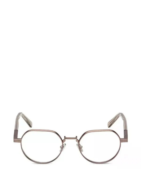 Zegna Geometric Frame Eyeglasses - Brown