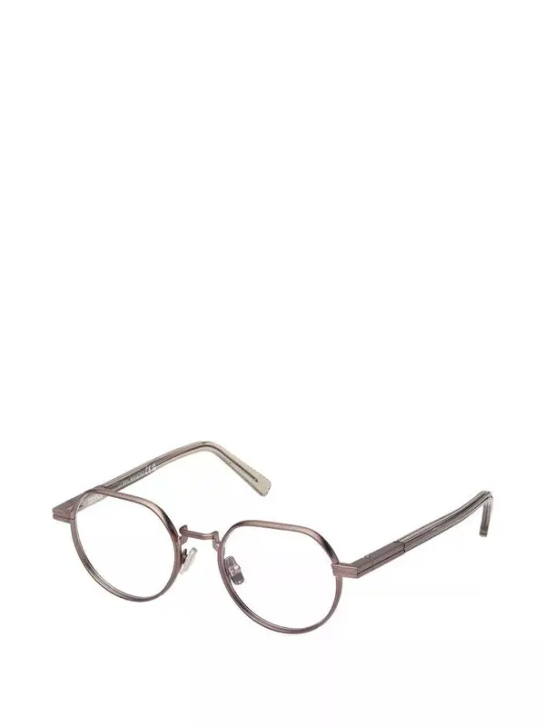 Zegna Geometric Frame Eyeglasses - Brown