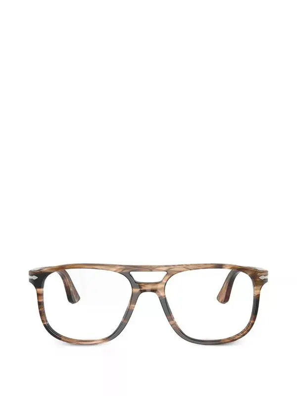 Persol Greta Striped Browline Glasses - Brown