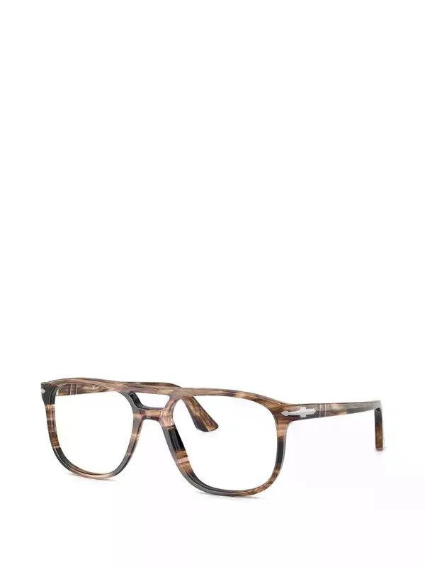 Persol Greta Striped Browline Glasses - Brown