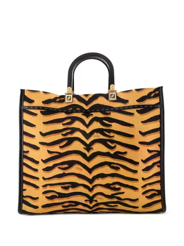 Fendi Sunshine Shopper Printed Canvas Medium Tote Bag - Brown
