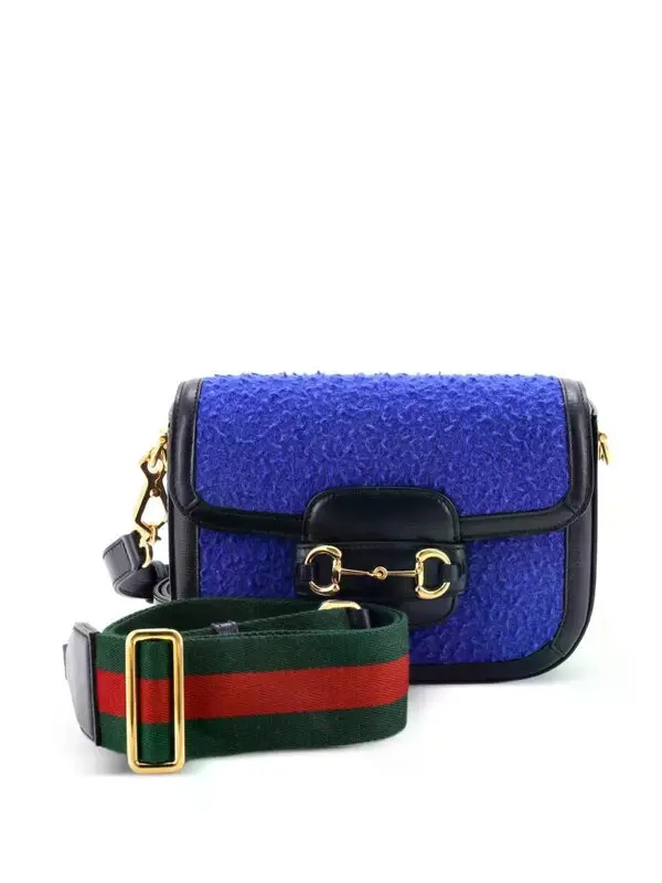 Gucci Horsebit 1955 Wool Mini Crossbody Bag - Blue