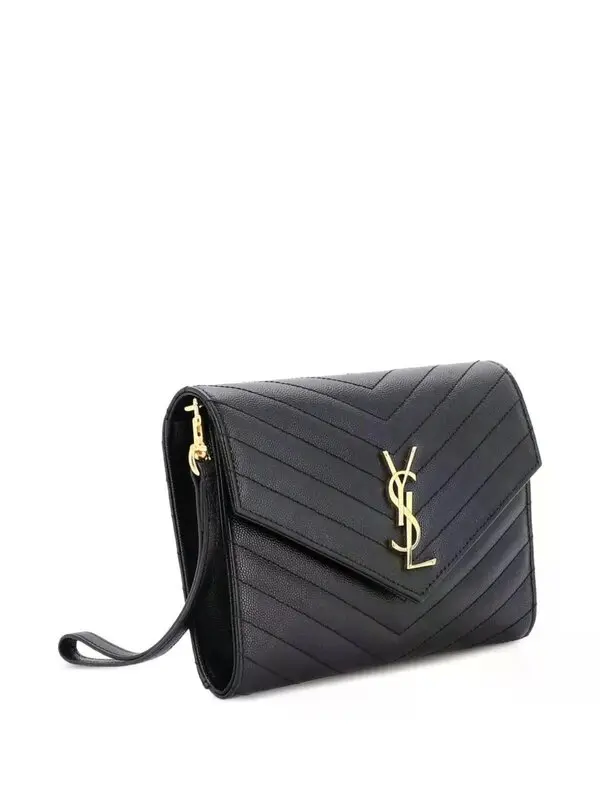 Saint Laurent Classic Monogram Envelope Wristlet - Black