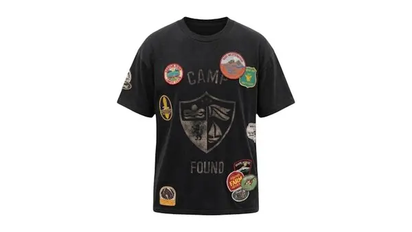 FOUND Embroidered Patches Camp Tee Shirt - Black