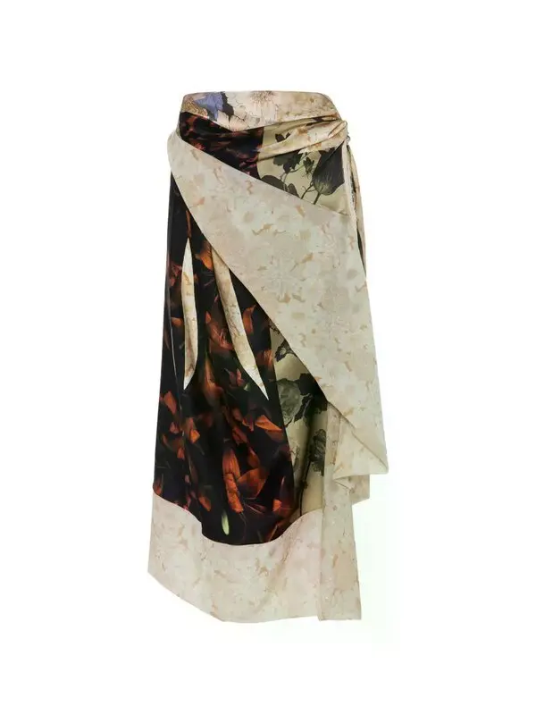 MAISON MARGIELA Asymmetrical Floral Midi Skirt - Neutrals