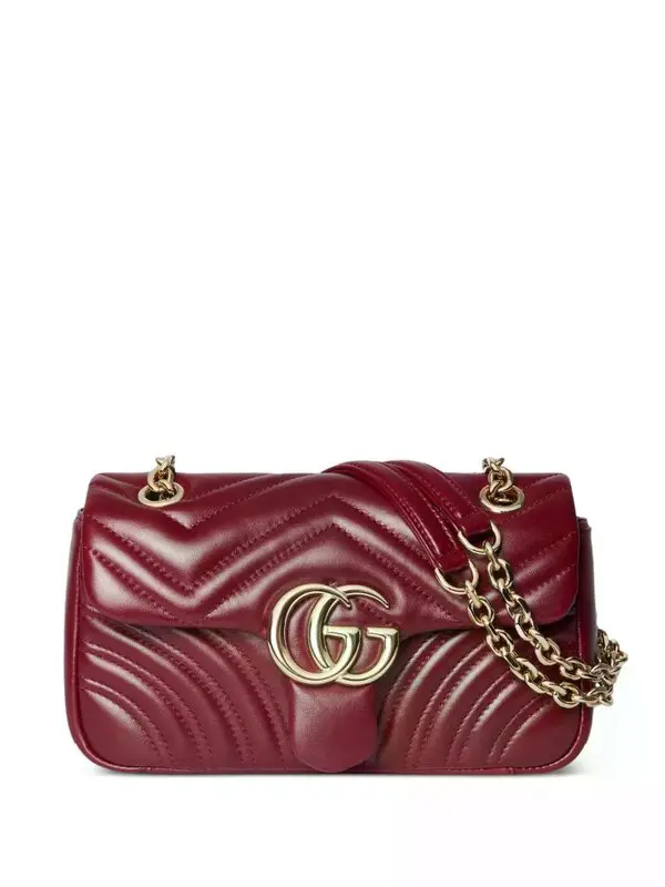 Gucci Chevron Leather Shoulder Bag - Red