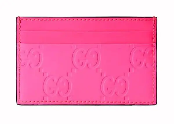 Gucci Gg Rubbereffect Card Case - Fuchsia