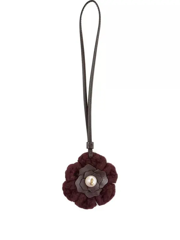 JIMMY CHOO Knitted Flower Charm - Brown