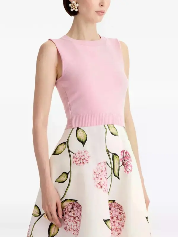 Oscar De La Renta Cropped Wool Tank Top - Pink