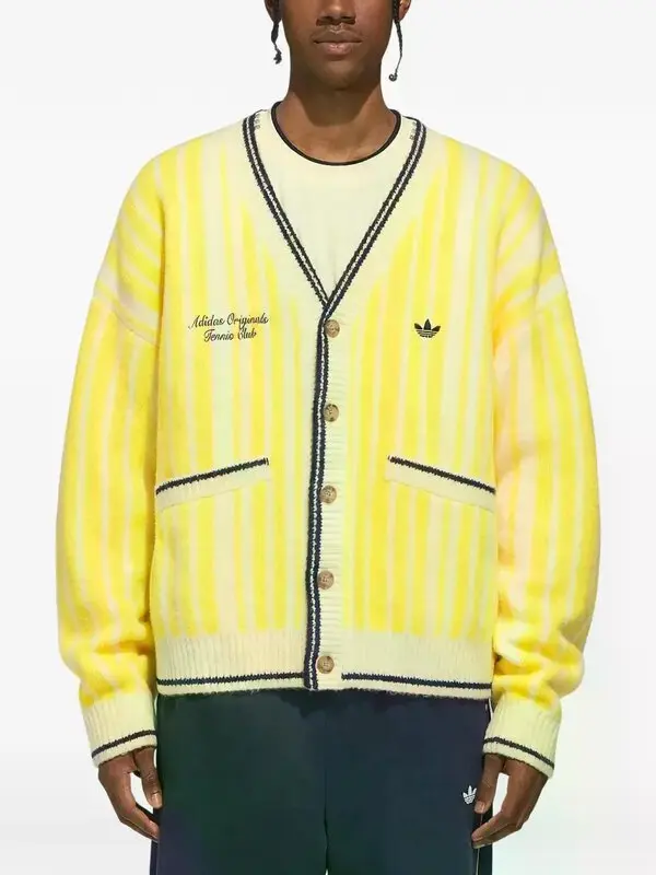 Adidas Cheviot Striped Cardigan - Yellow