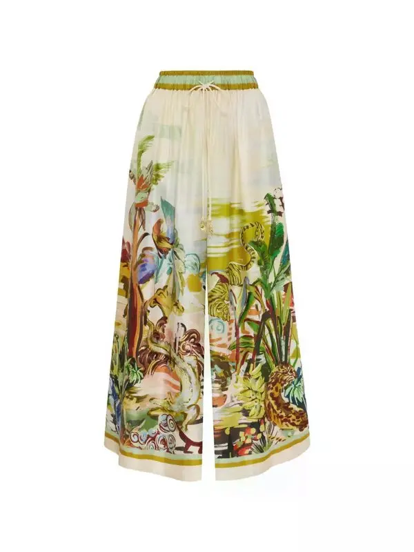 ALEMAIS Jungle Boogie Silk Trousers - Neutrals
