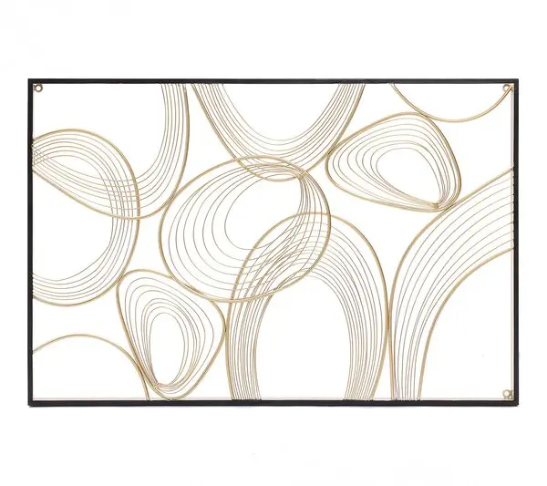 LUXEN HOME Luxenhome Gold/black Abstract 24.1'h X 36.2'w M Etal Wall Decor - One-color
