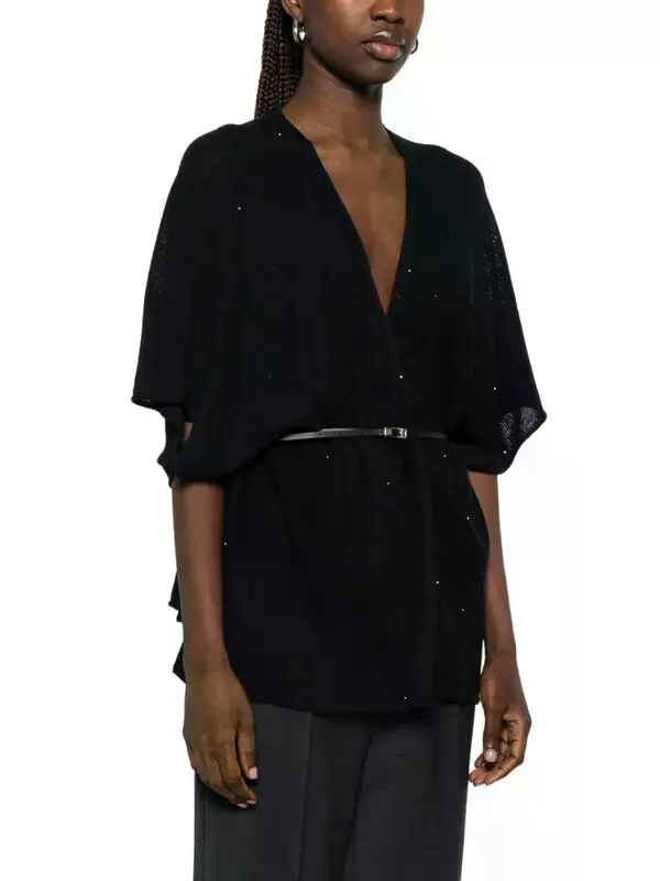 Fabiana Filippi V-neck Cardigan-coat With Belt - Blue