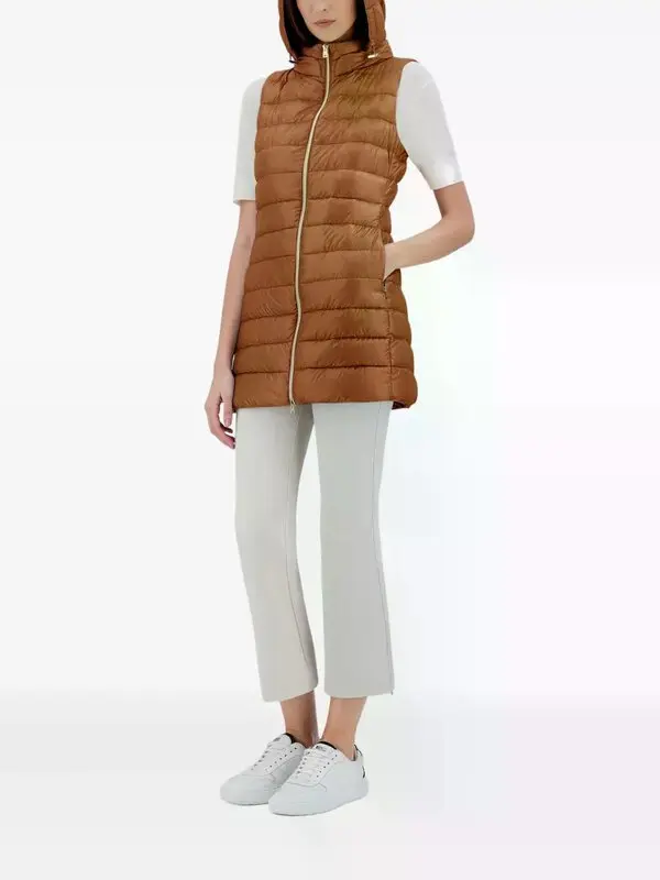 Herno Serena Hooded Quilted Gilet - Brown
