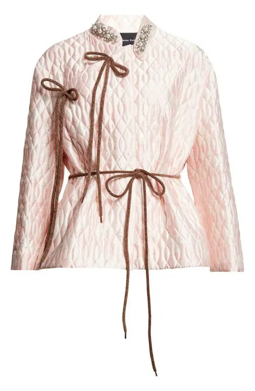 Simone Rocha Quilted Floral Collar Jacket - Pink/brown/pearl/clear