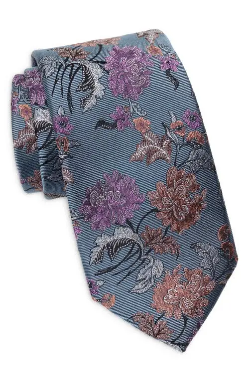 Nordstrom Marmor Floral Silk Jacquard Neck Tie - Blue