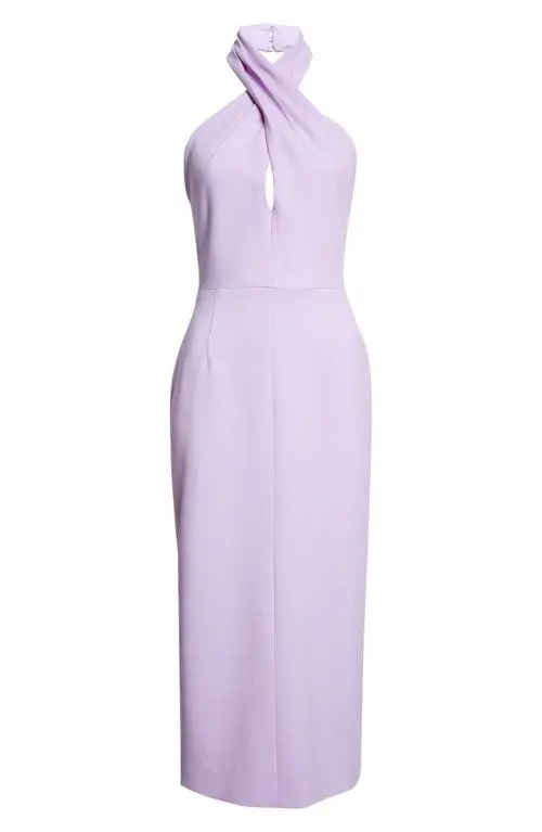 Carolina Herrera Twisted Halterneck Stretch Wool Midi Dress - Violeta