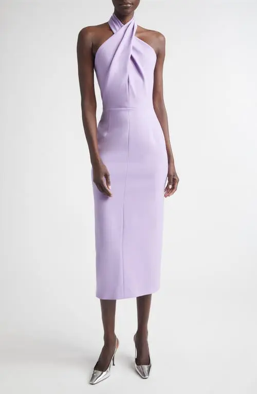 Carolina Herrera Twisted Halterneck Stretch Wool Midi Dress