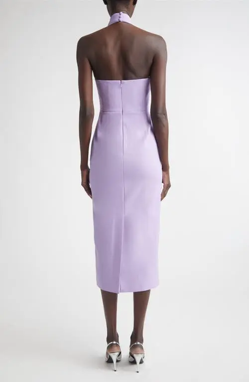 Carolina Herrera Twisted Halterneck Stretch Wool Midi Dress